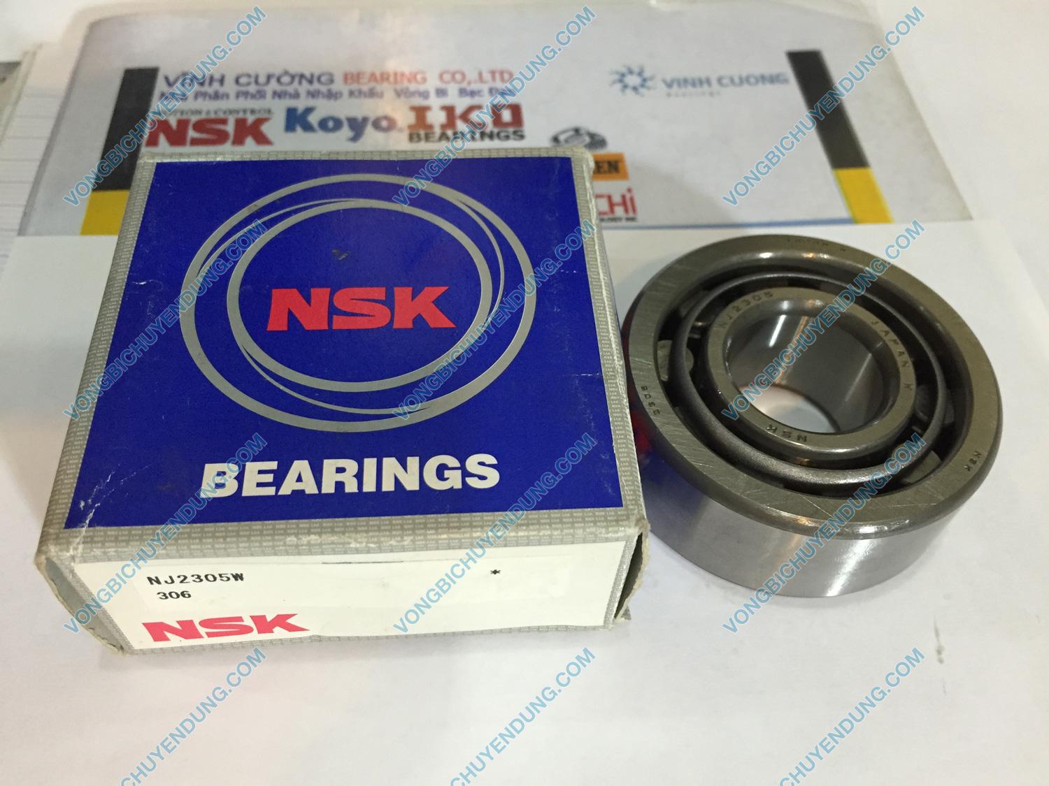 Vòng bi NSK NJ2305W, Bạc đạn NSK NJ 2305 W - 25x62x24mm