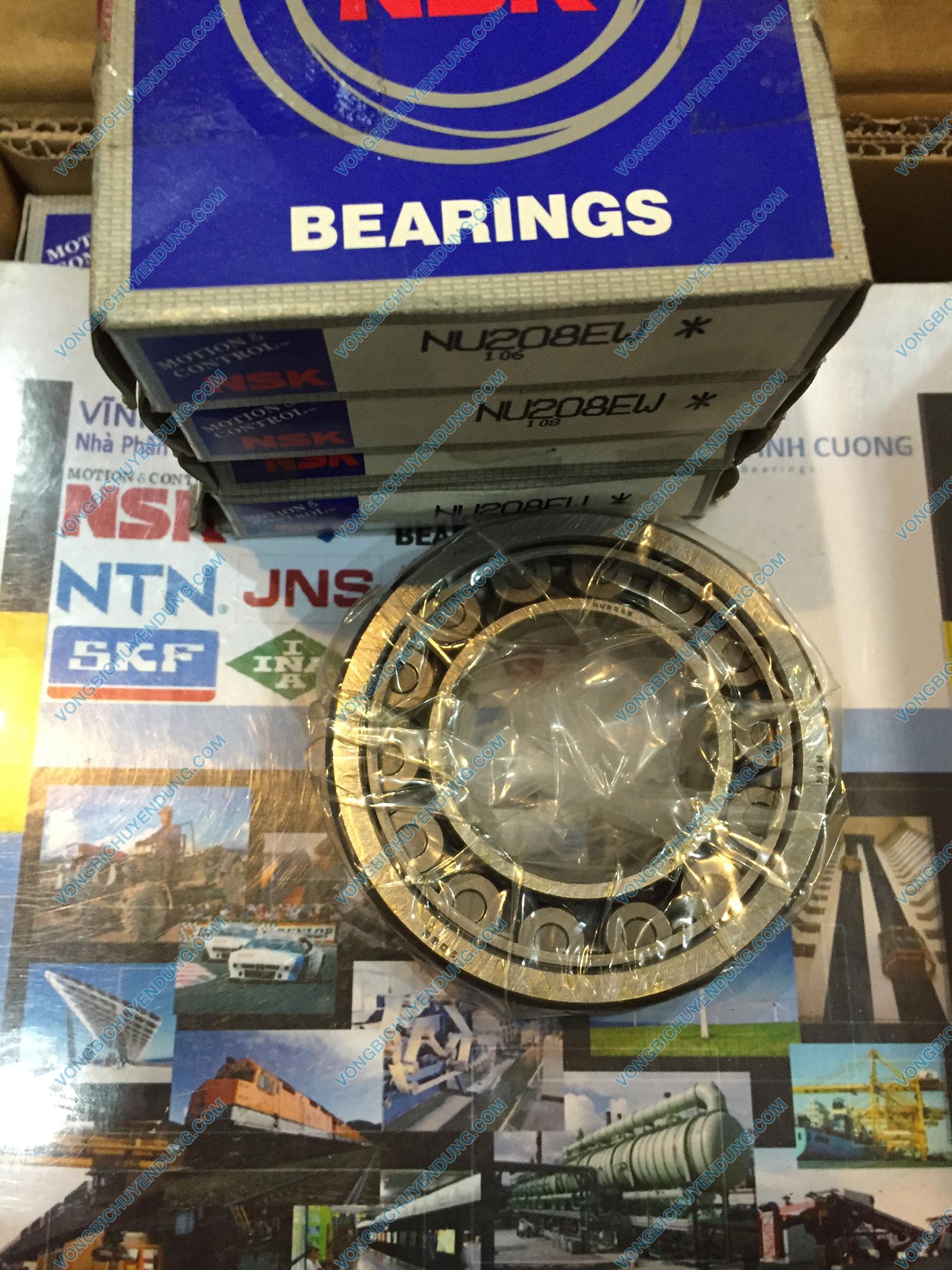 Vòng bi NSK NU208EW, Bạc đạn NSK NU 208 EW - 40x80x18mm