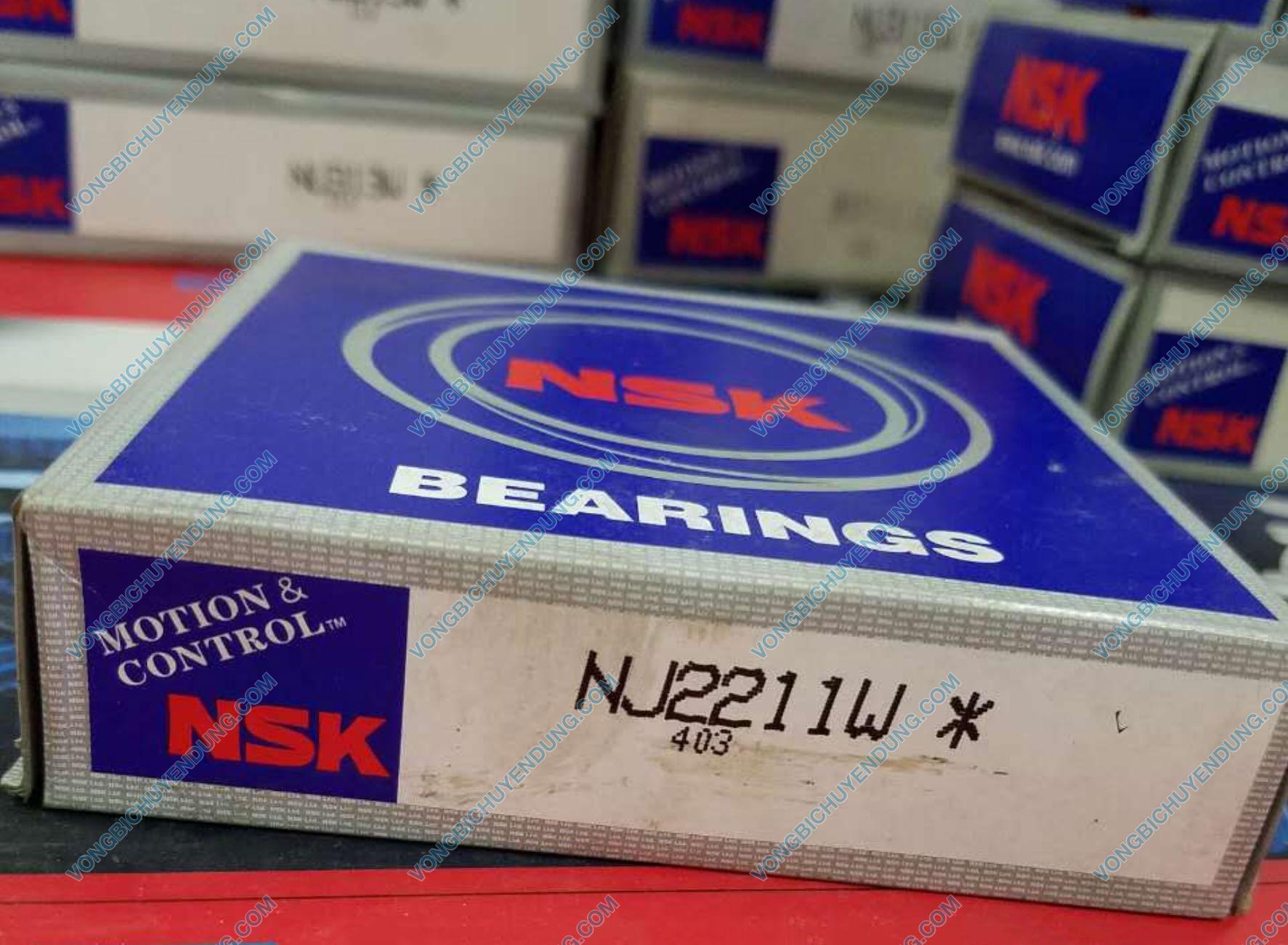 Vòng bi NSK NJ2211W, Bạc đạn NSK NJ 2211 W - 55x100x25mm