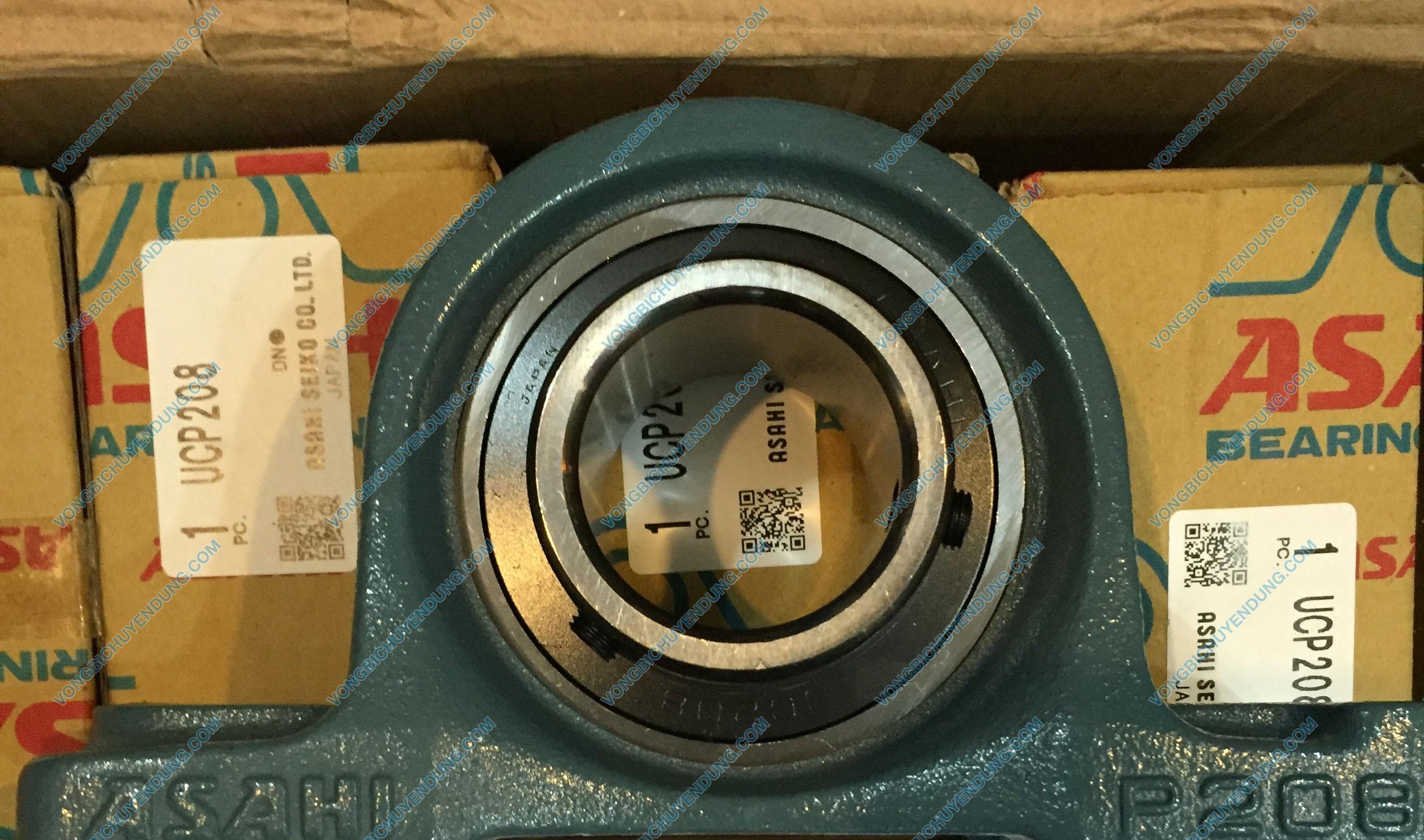 Gối đỡ ASAHI UCP208, Vòng bi ASAHI UCP208, lắp cho trục 40mm