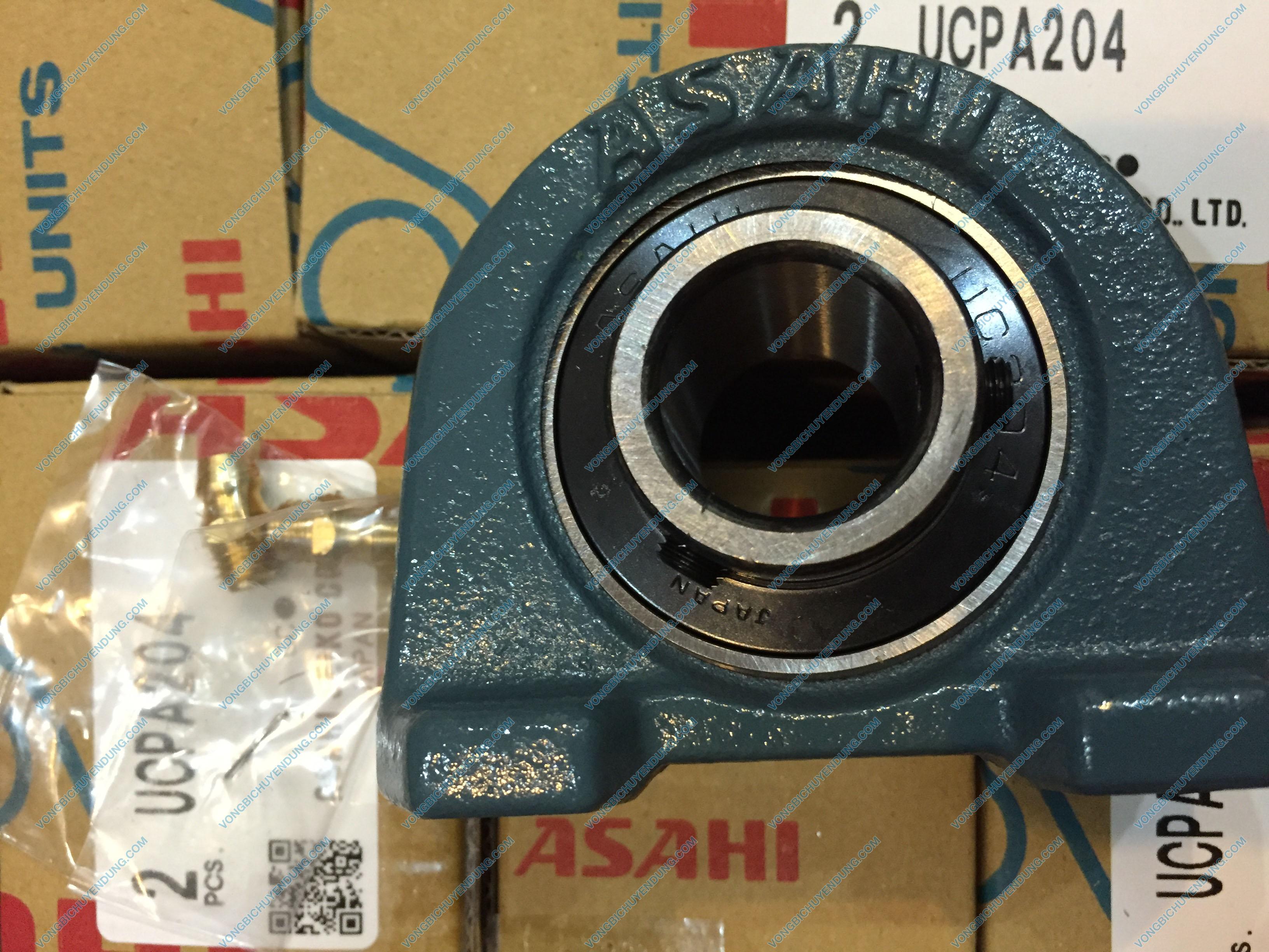 Gối đỡ ASAHI UCPA204, Vòng bi ASAHI UCPA204, lắp cho trục 20mm