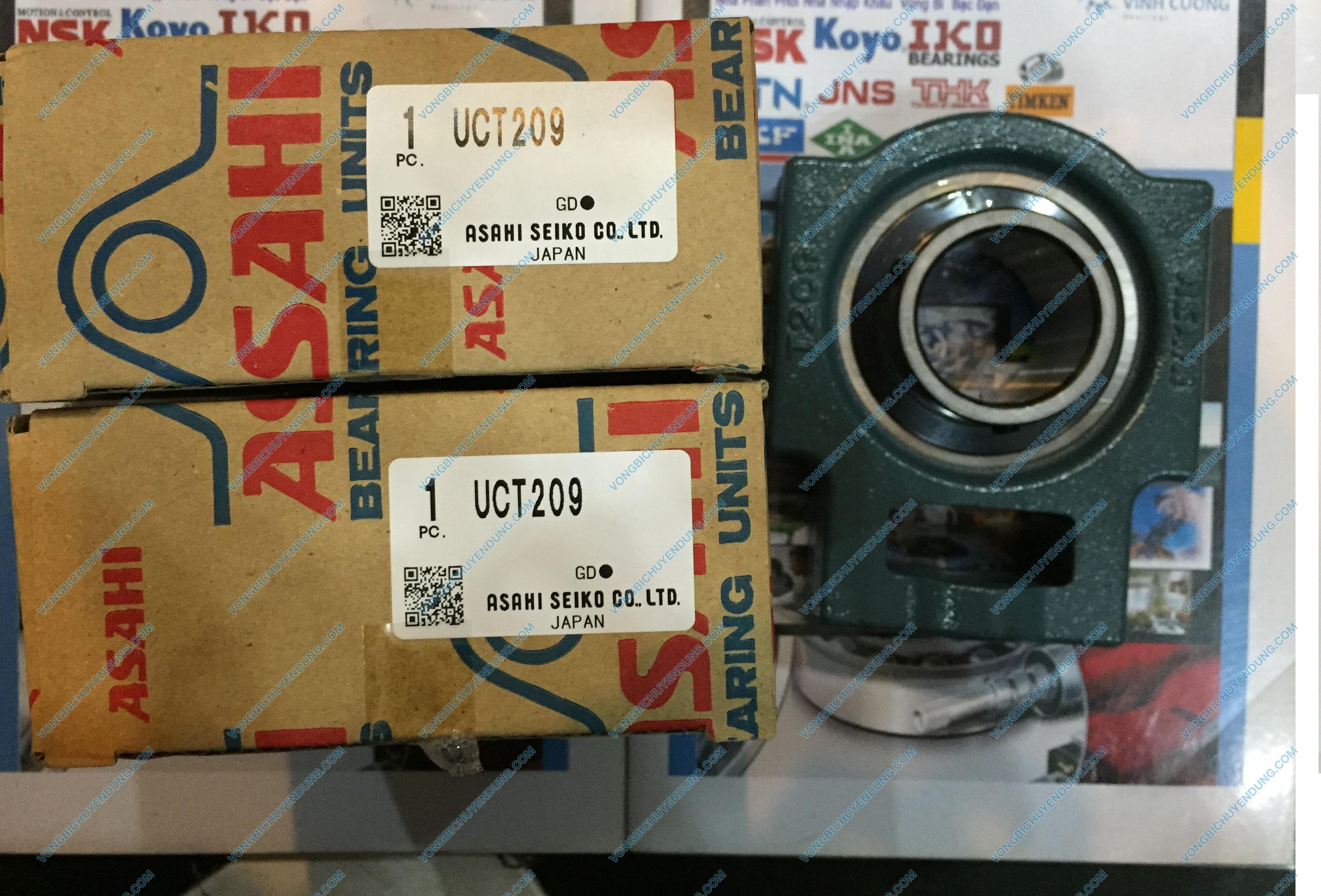 Gối đỡ ASAHI UCT209, Vòng bi ASAHI UCT 209, lắp trục 45mm