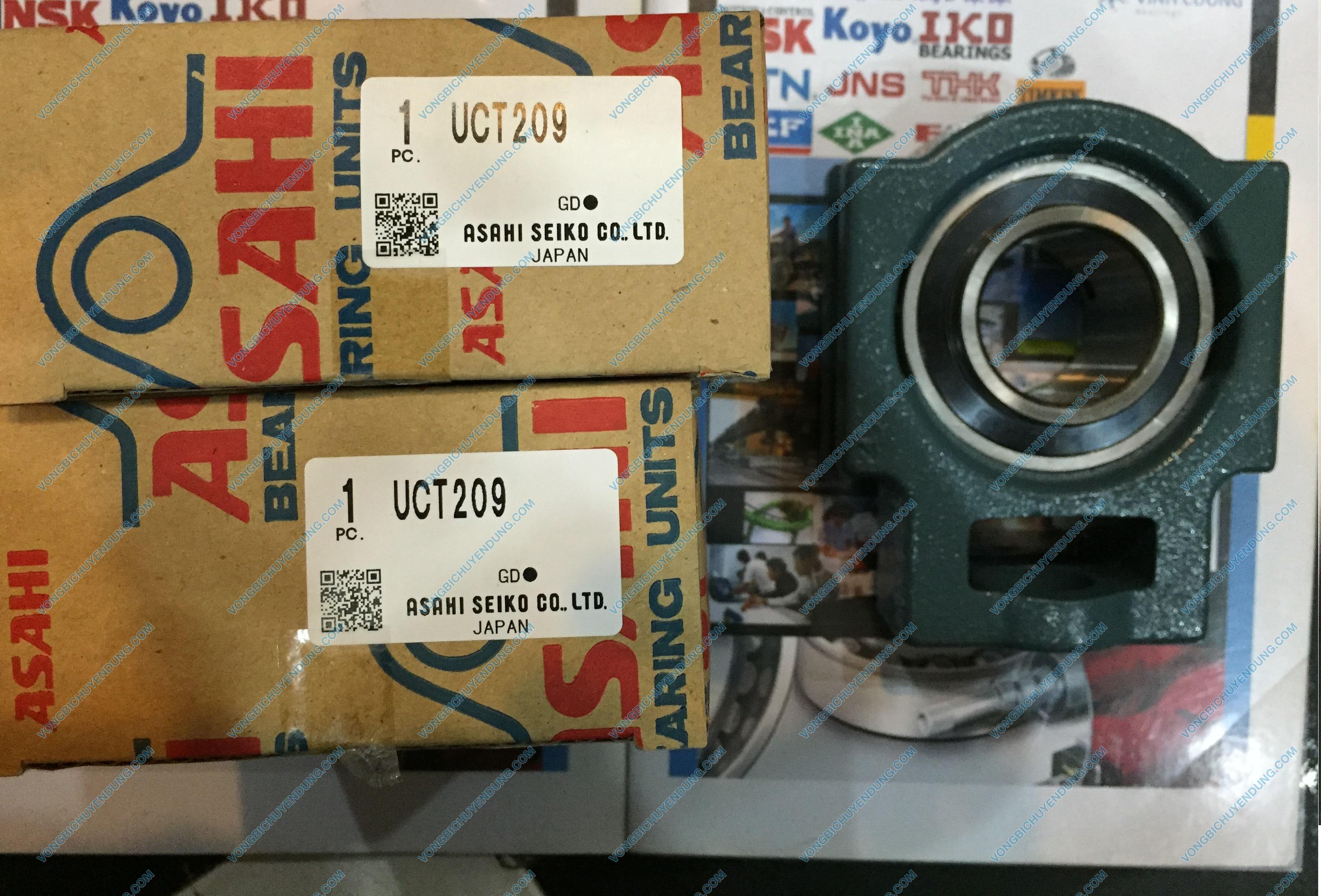 Gối đỡ ASAHI UCT209, Vòng bi ASAHI UCT 209, lắp trục 45mm